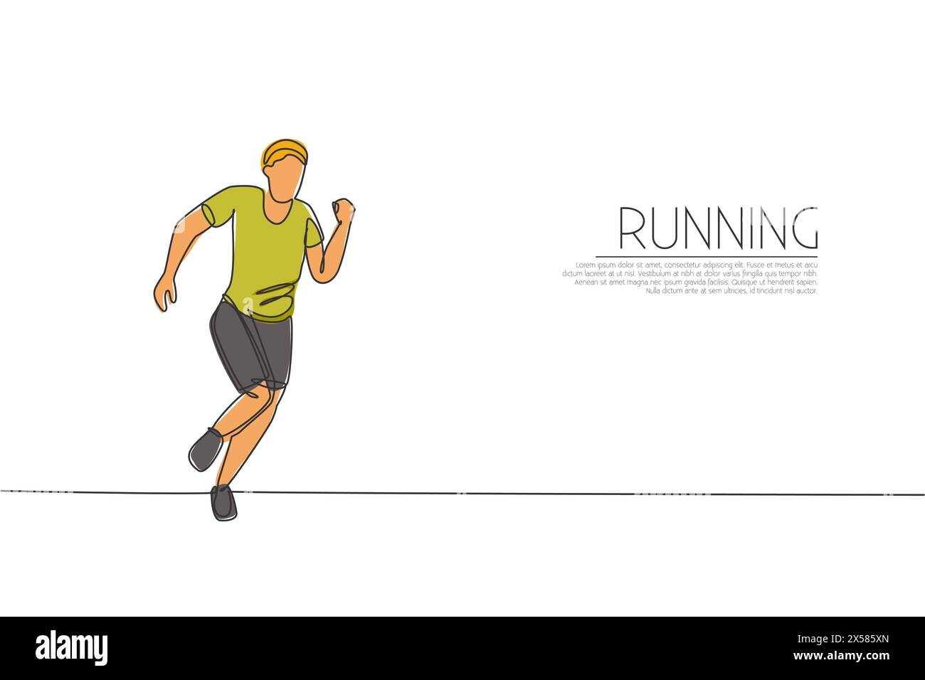 Single continuous line drawing of young agile man runner try to reach ...