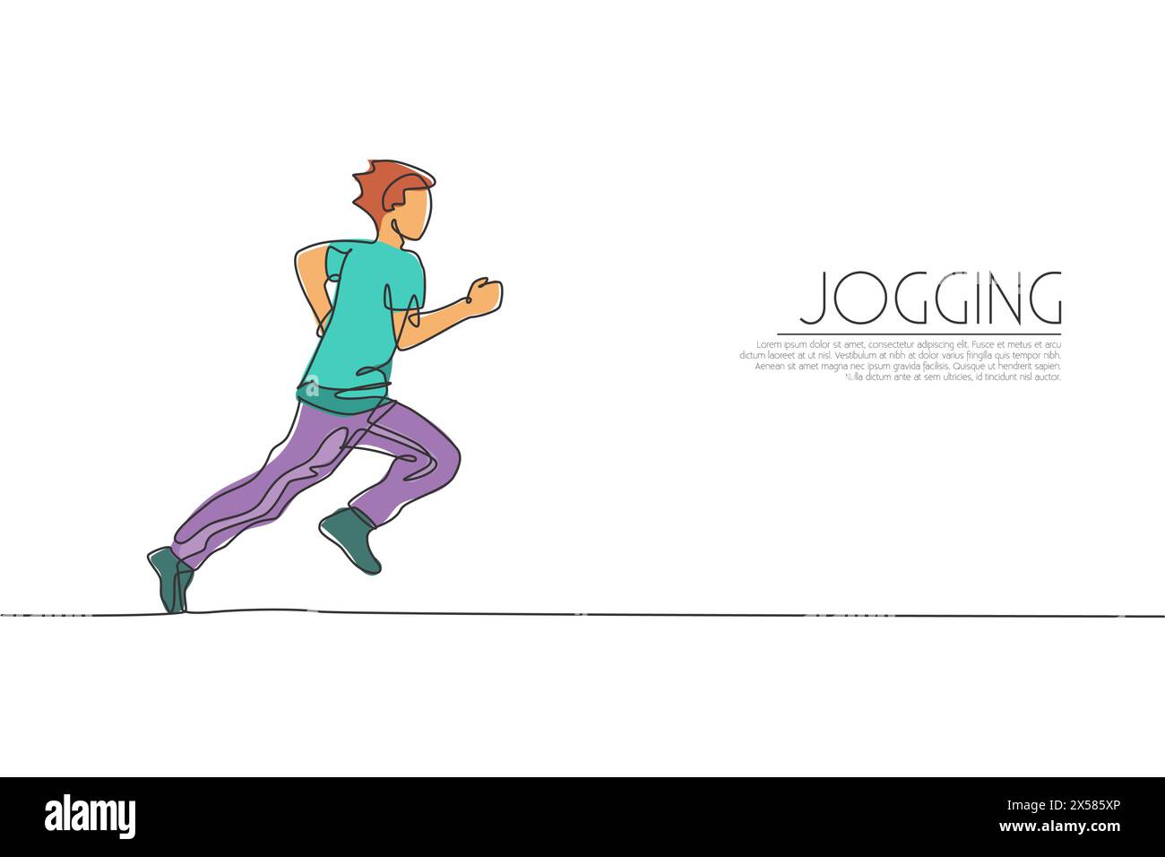 Single continuous line drawing of young agile man runner jogging run ...