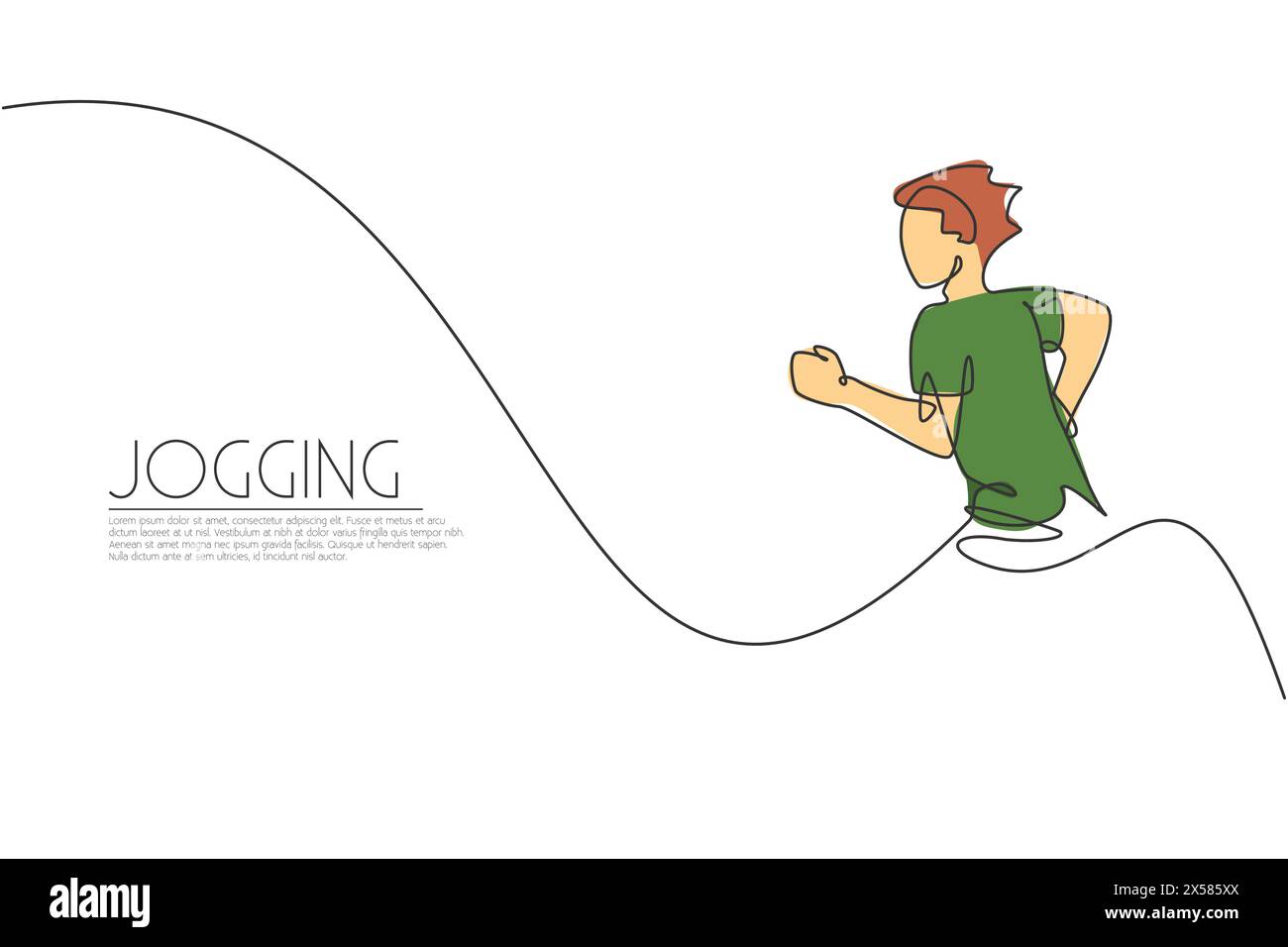 Single continuous line drawing of young agile man runner run relax ...