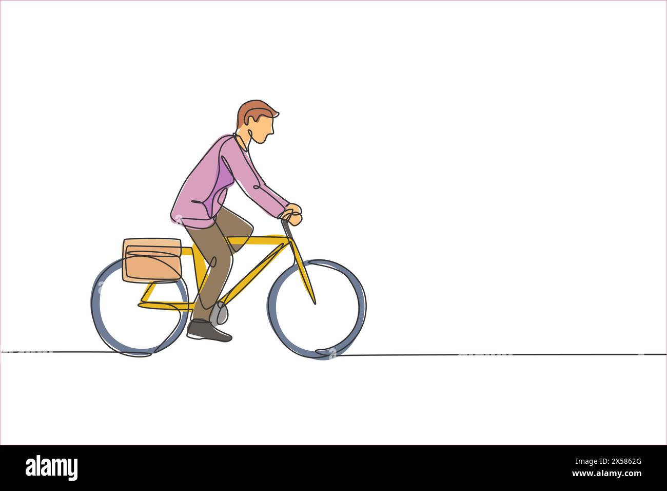 One single line drawing of young happy professional startup employee ...