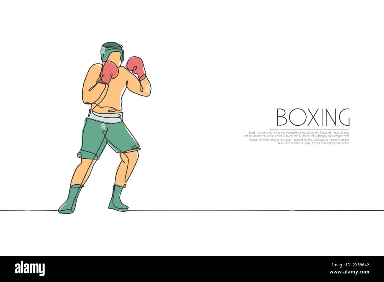 Single continuous line drawing of young agile man boxer improve his ...