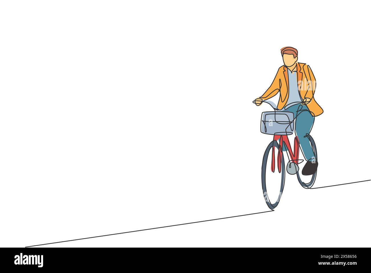 One single line drawing of young happy professional startup employee ...