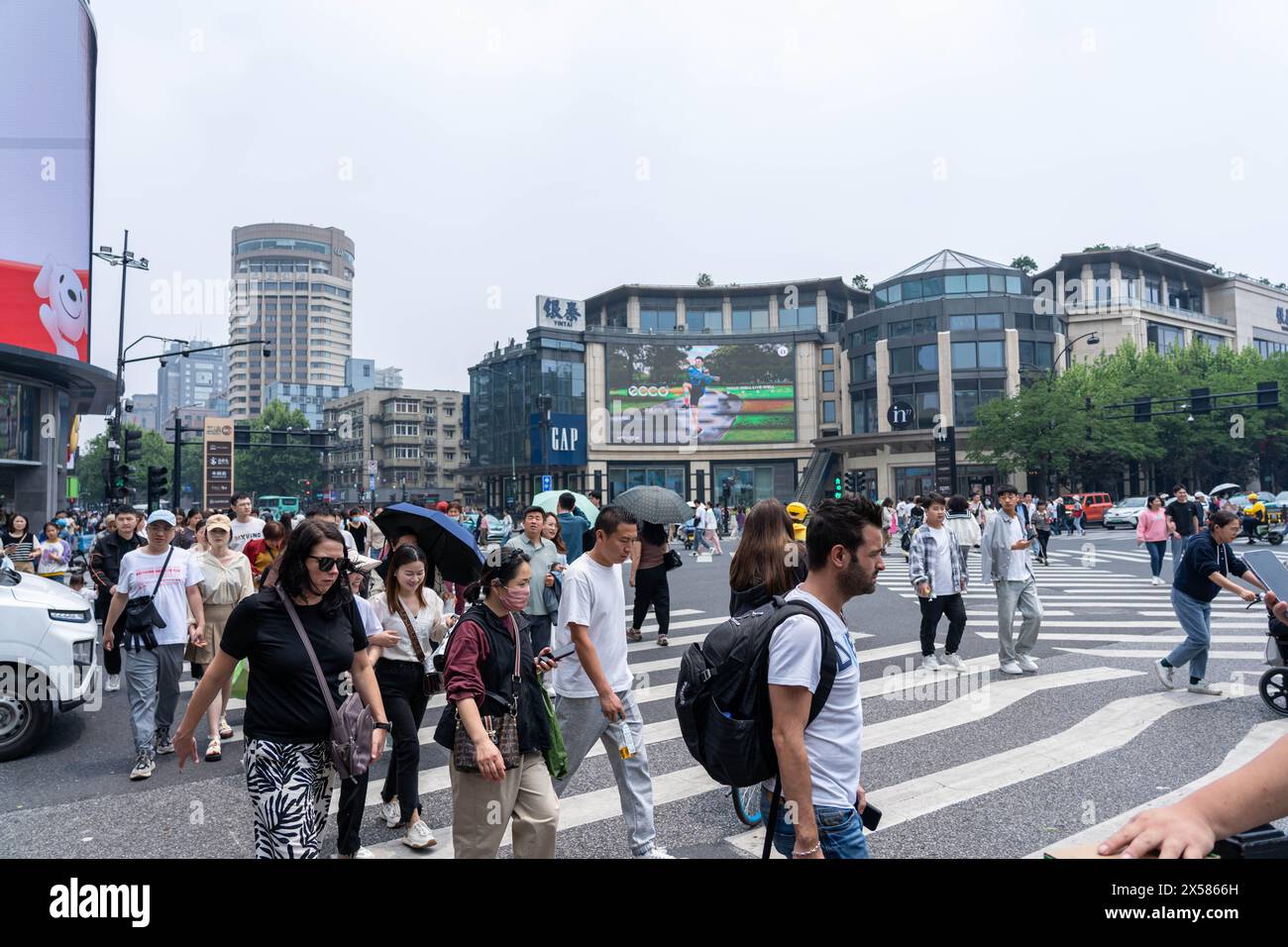 May 07, 2024, Hangzhou, China: Peopel walking around at Hubin Road ...