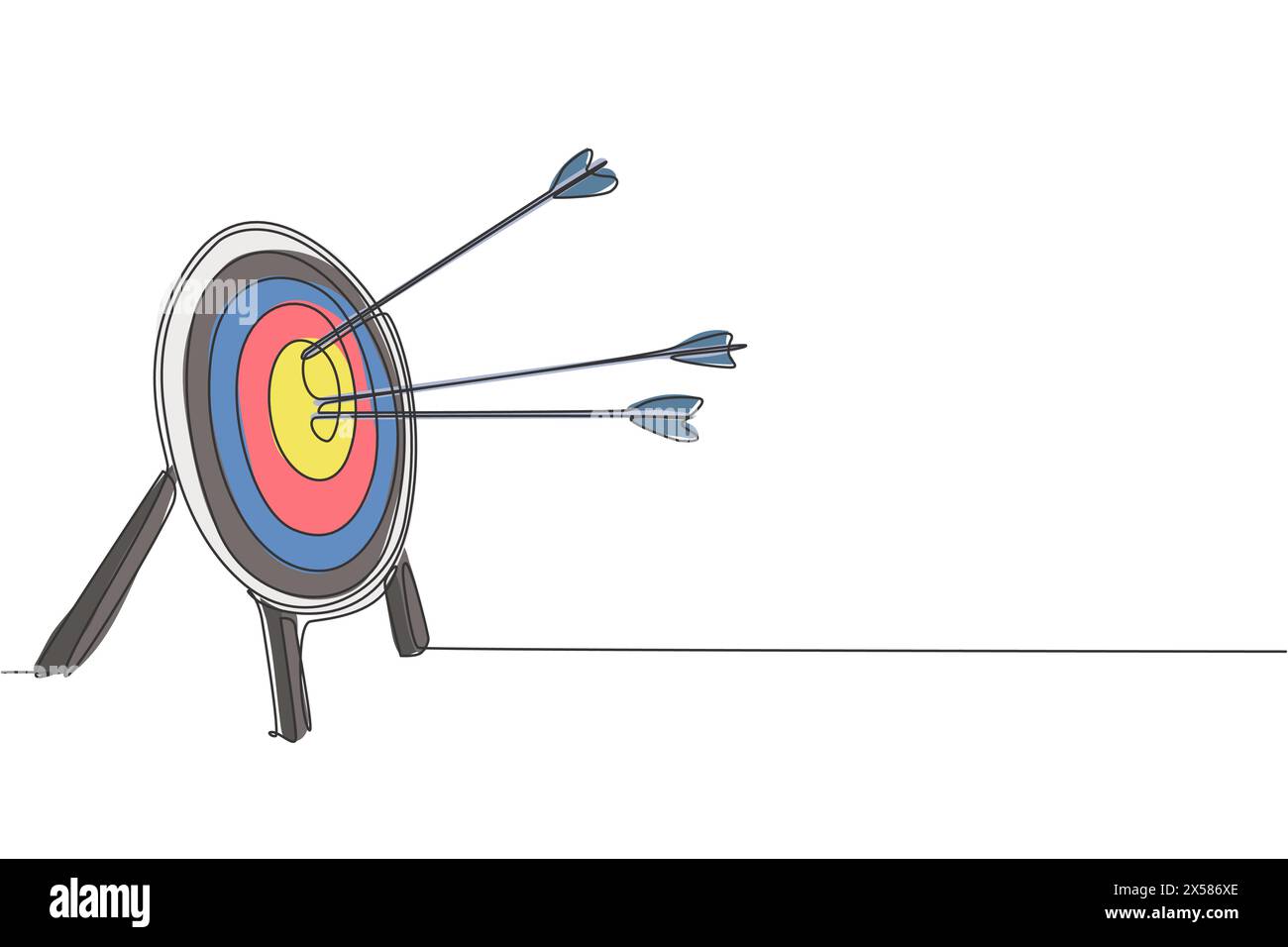 Single continuous line drawing of archery target pad was shot with ...