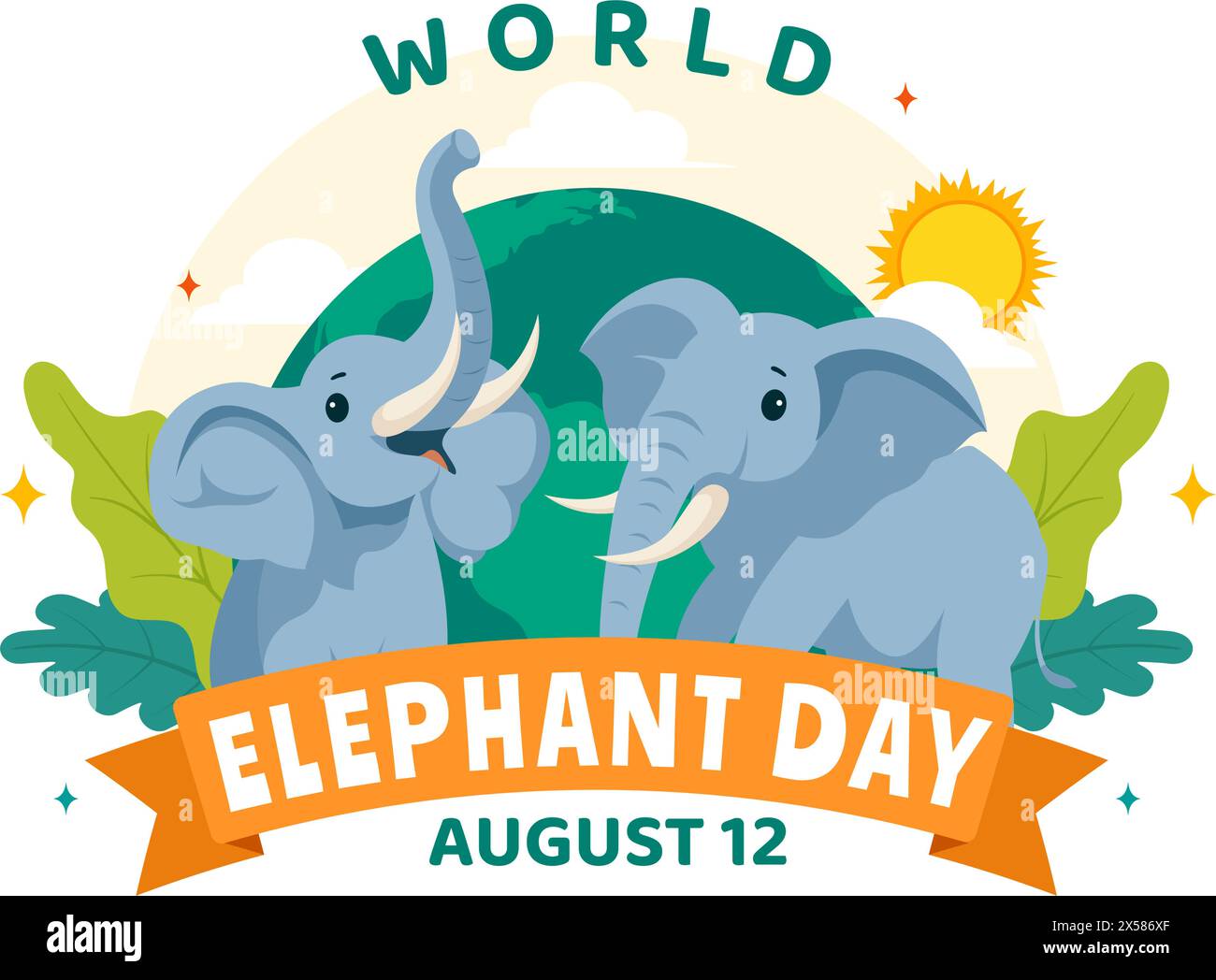 Happy World Elephant Day Vector Illustration on 12 August with ...