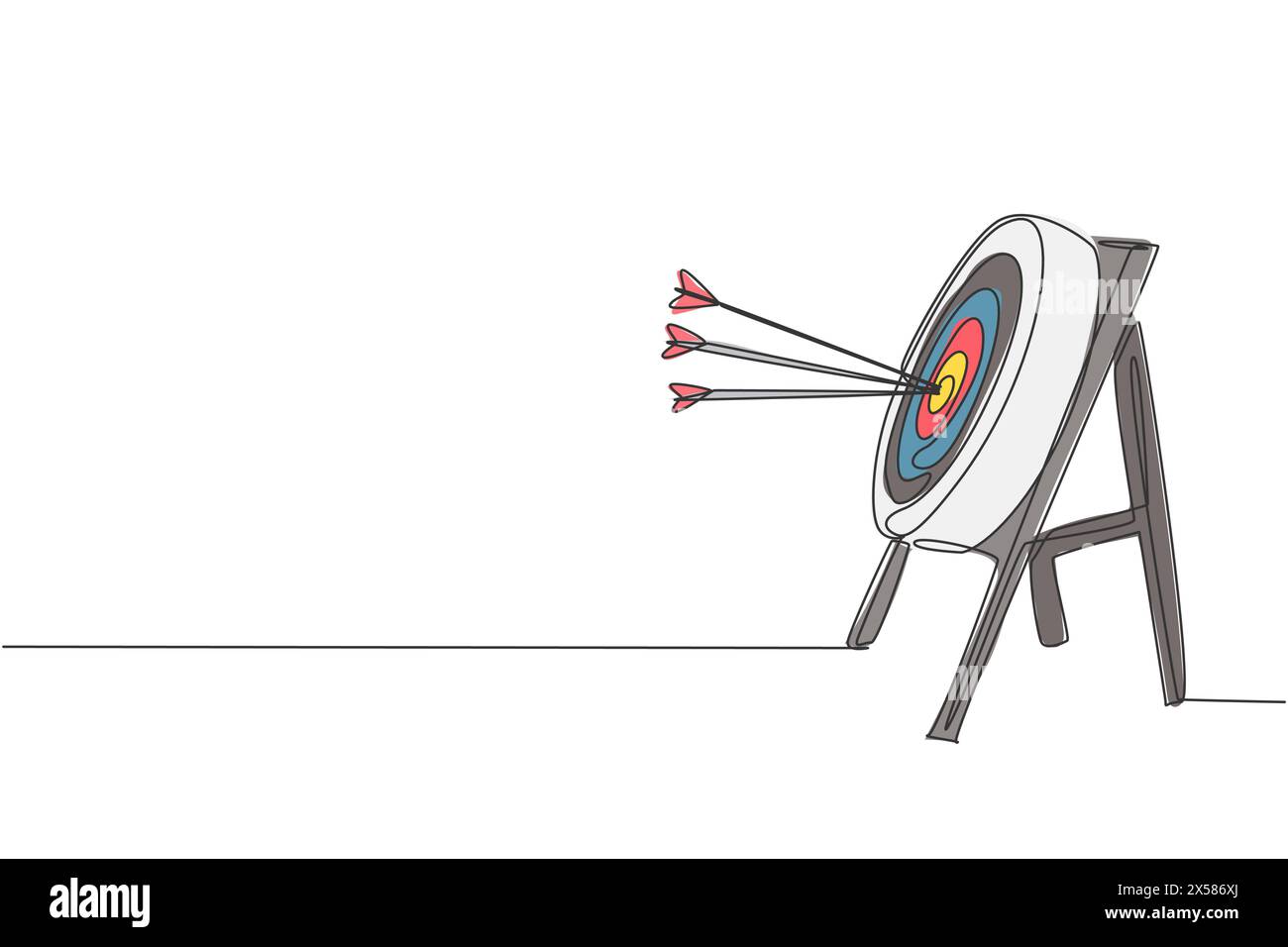 One continuous line drawing of arrows was shot bullseye to archery ...