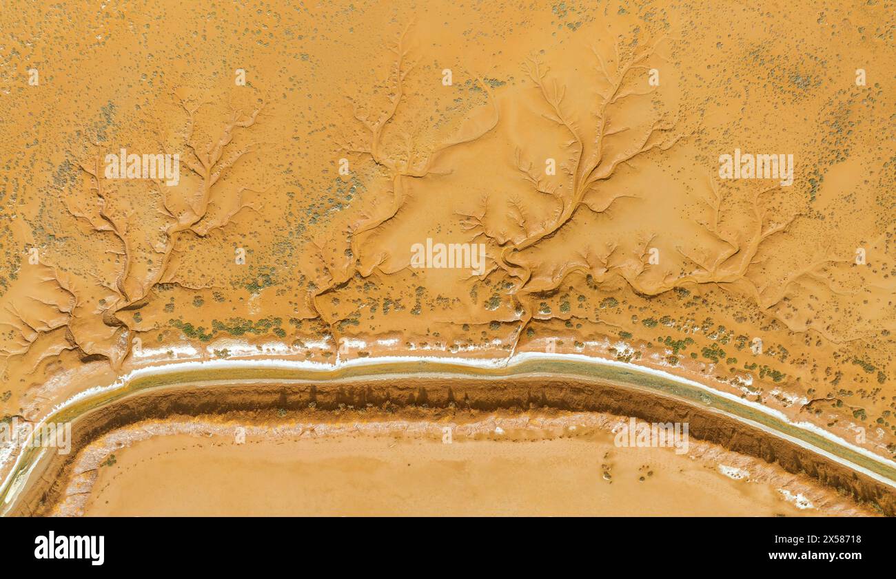 Aerial view of Acigol Lake and natural tree figures, Denizli Turkey ...