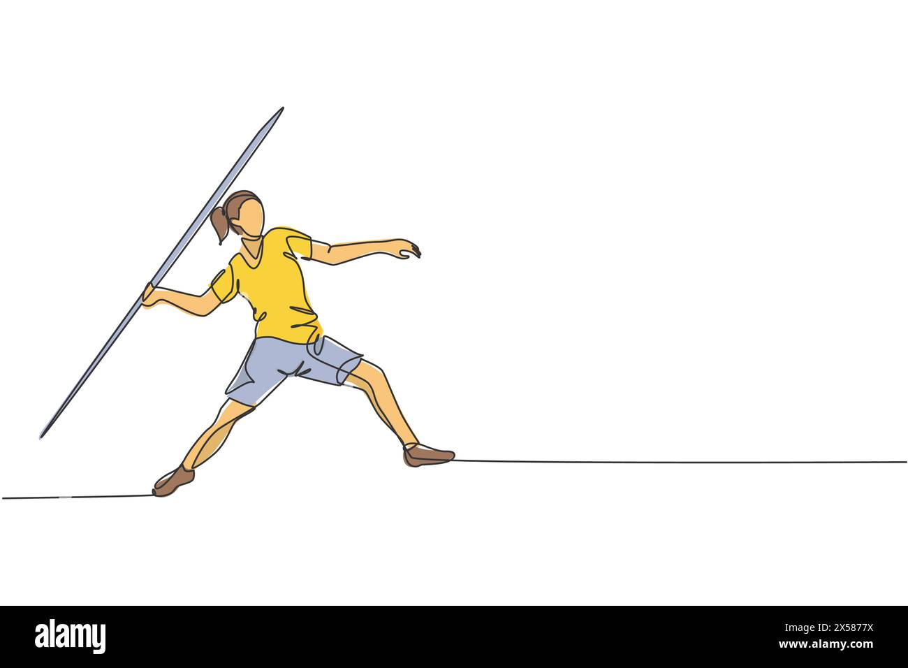 Single continuous line drawing young sportive woman practice to focus ...