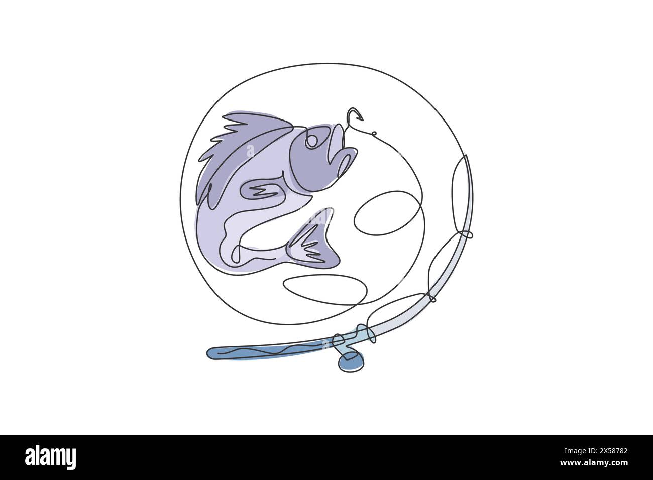 One continuous line drawing of logo symbol icon fishing competition and ...