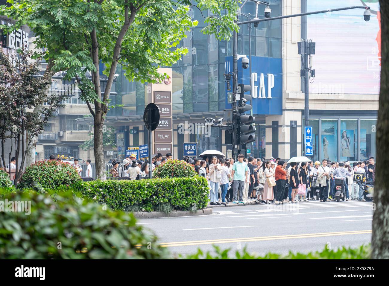May 07, 2024, Hangzhou, China: Peopel walking around at Hubin Road ...