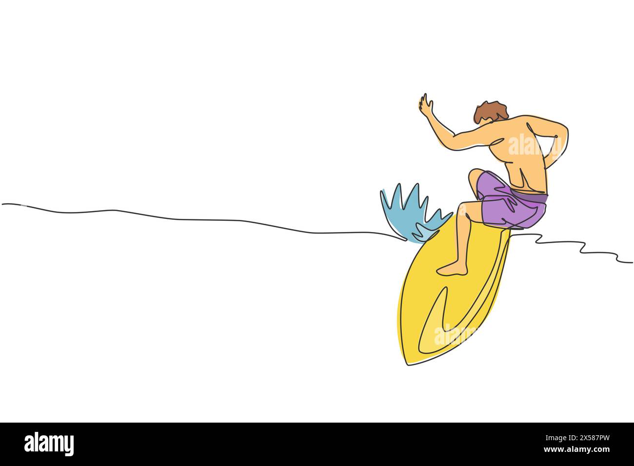 Young man riding wave Stock Vector Images - Alamy