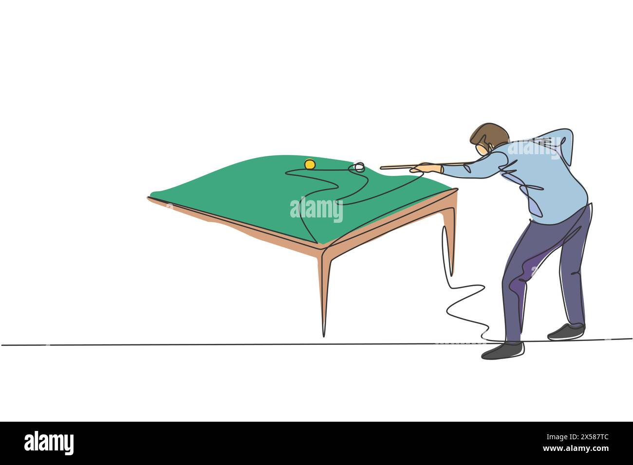 One continuous line drawing of young handsome man focus aiming before ...