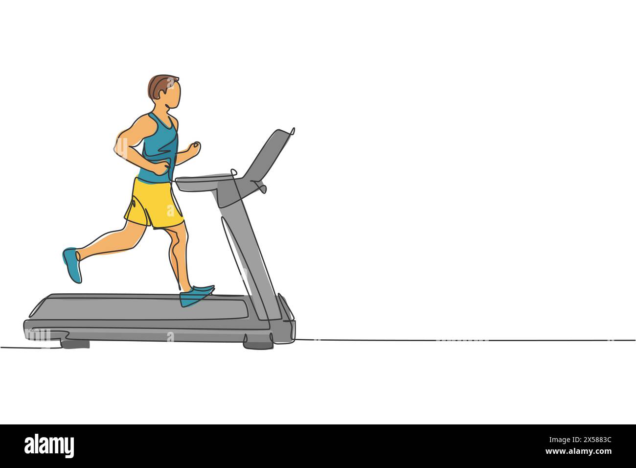 Single continuous line drawing of young sportive man training speed run ...