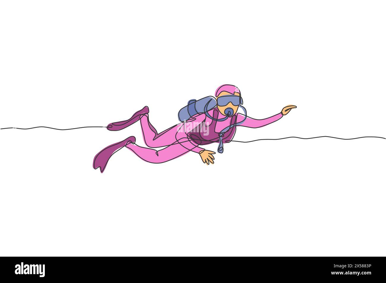 Single continuous line drawing of young sportive man swimming on sea ...