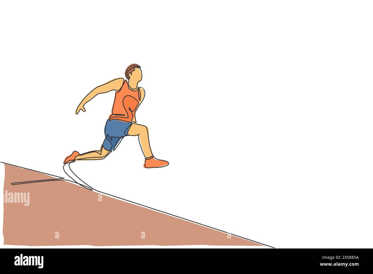 One single line drawing of young sporty man exercise running before ...