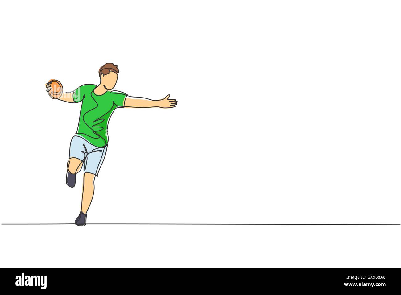 One continuous line drawing of young sporty man exercise to focus while ...