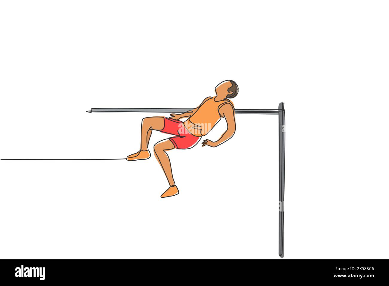 Single continuous line drawing of young sportive man training to pass ...