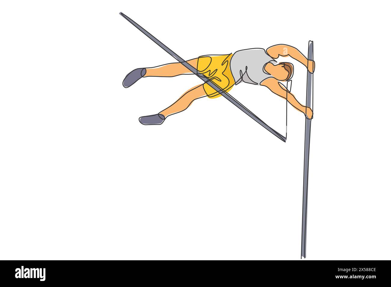 One single line drawing of young energetic woman exercise to pass the ...