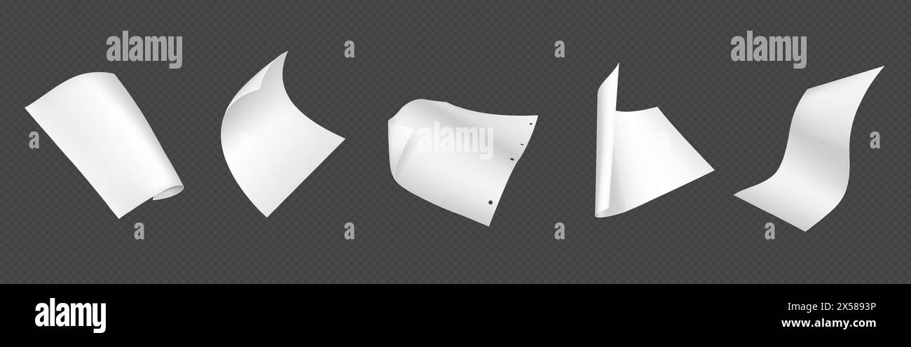 3d white fly paper sheet. Fall isolated document. Blank falling ...