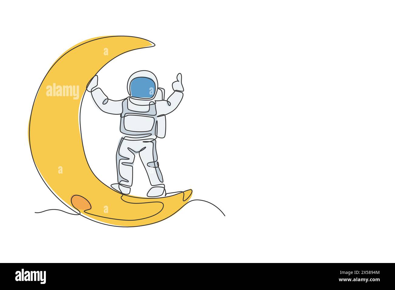 One continuous line drawing cosmonaut exploring outer space. Astronaut ...