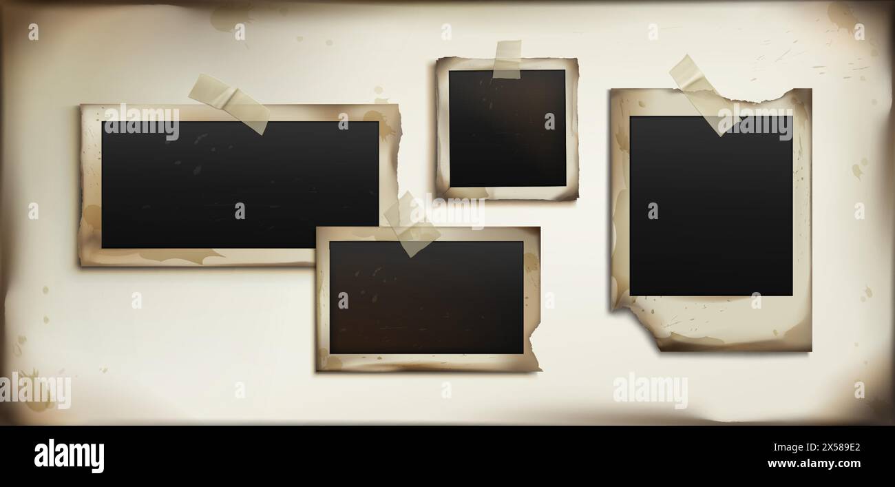 Old photo album frame. Vintage scrapbook picture vector background ...