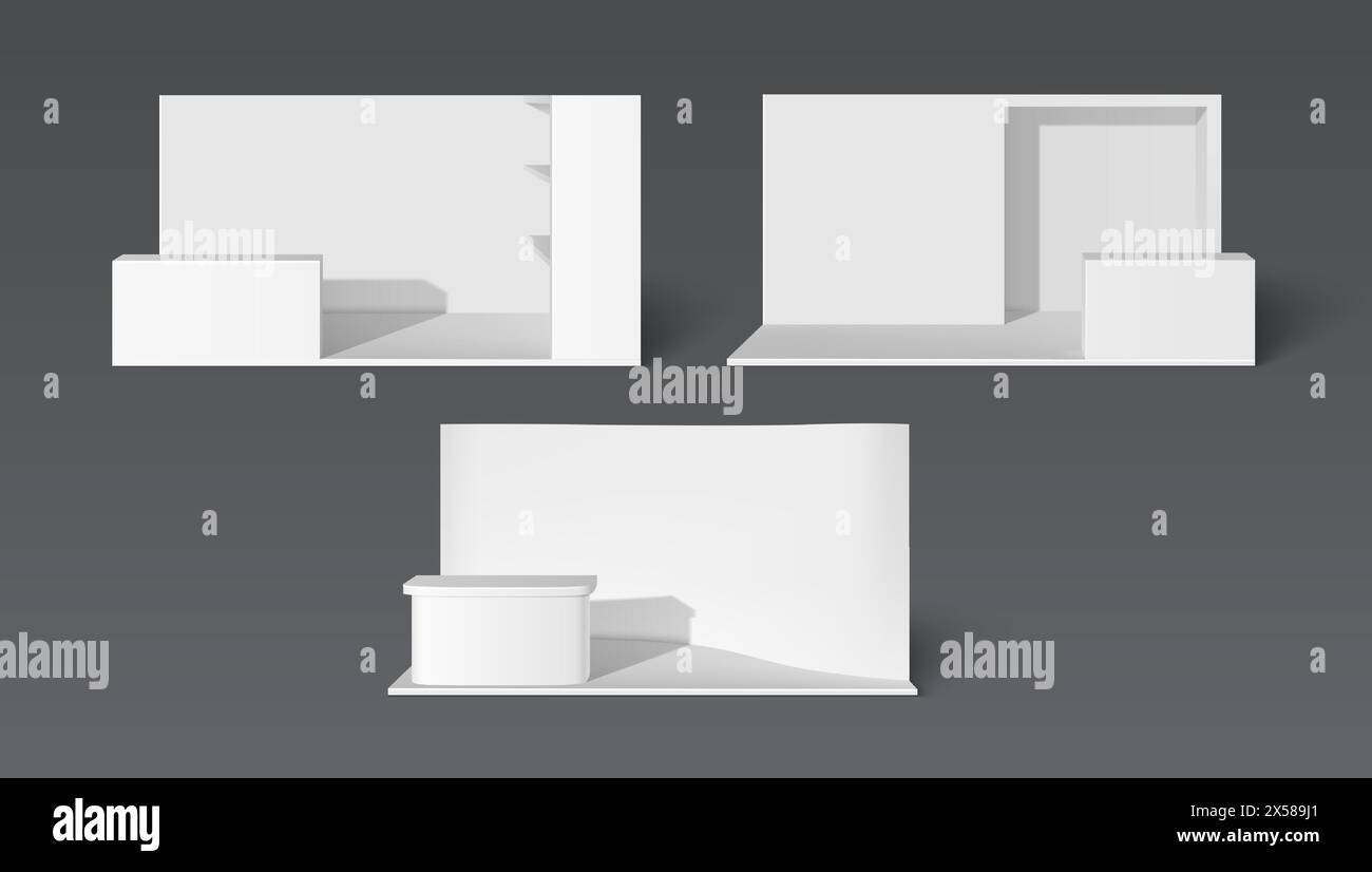 3D exhibition booth mockups set isolated on background. Vector ...