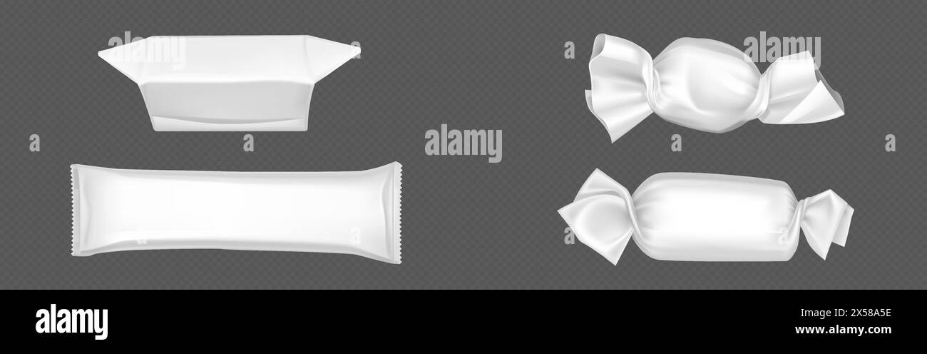 Chocolate candy wrapper mockup. 3d blank white package. Sweet pack and ...