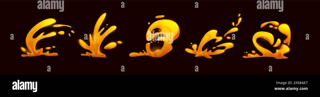 Yellow and orange lava fire splash effect. Cartoon vector illustration ...