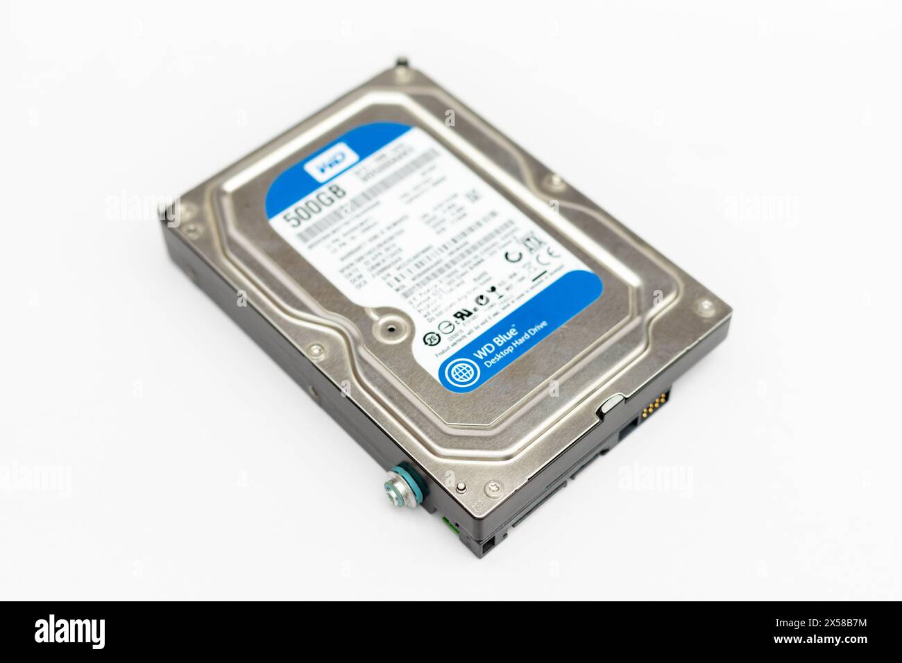 A 500 GB SATA desktop western digital hard drive Internal on isolated ...