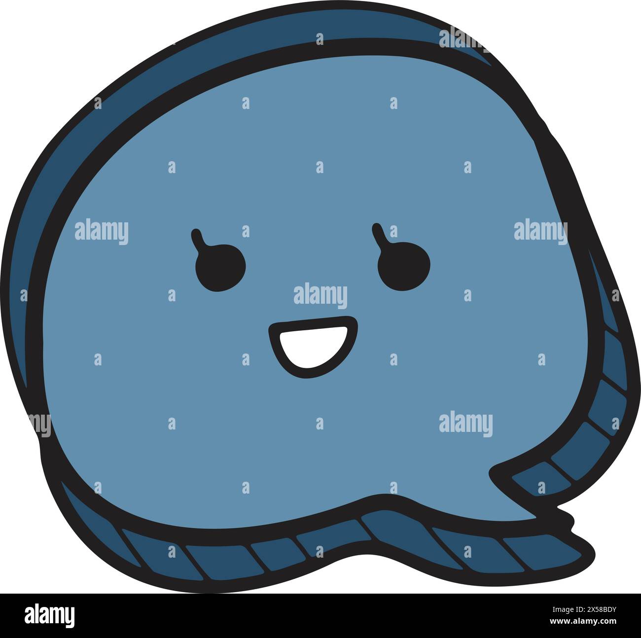 A cartoonish smiley face is drawn on a white background. The smiley ...