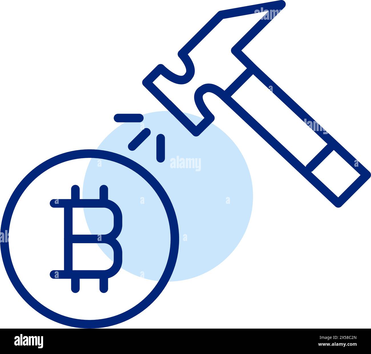 Bitcoin mining. Hammer and coin. Digital gold rush. Pixel perfect ...