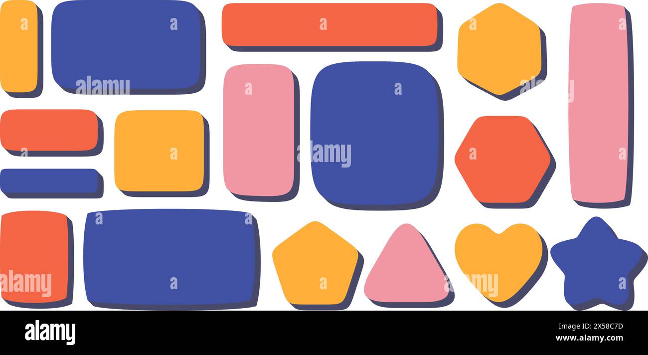 Geometric shapes set. Organic squircle border for text. Abstract blue ...