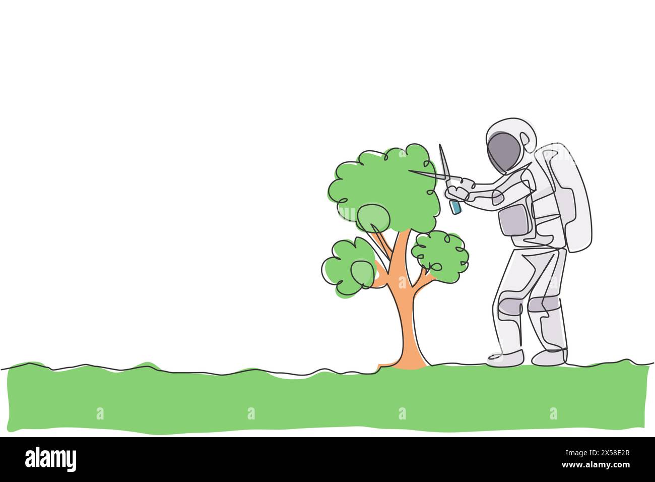 One continuous line scissor hi-res stock photography and images - Alamy