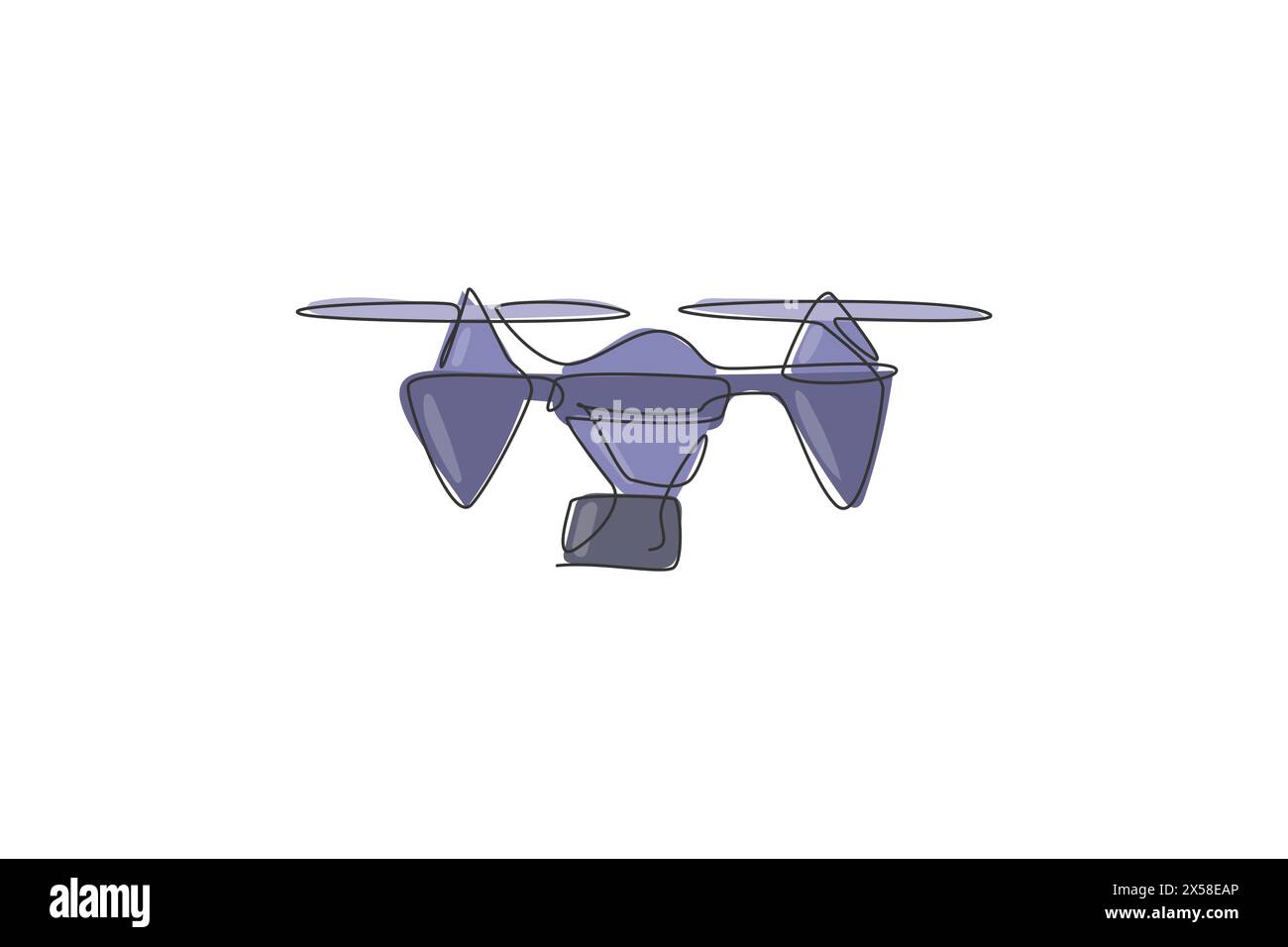 Single continuous line drawing of flying drone airplane, unmanned plane ...