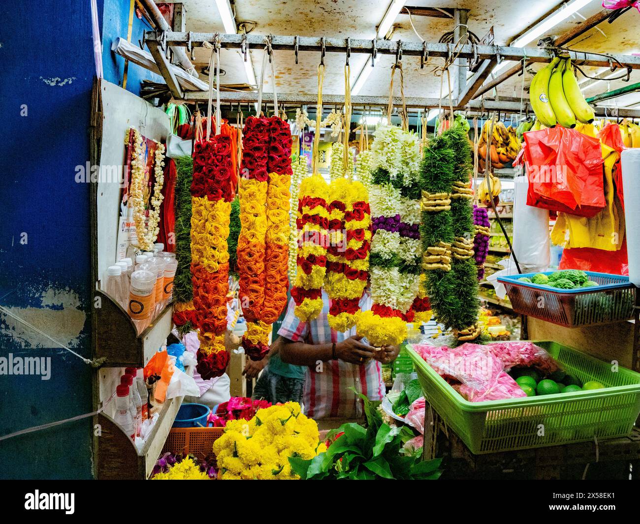 Traditional flower garland shop in Little India Singapore Stock Photo ...