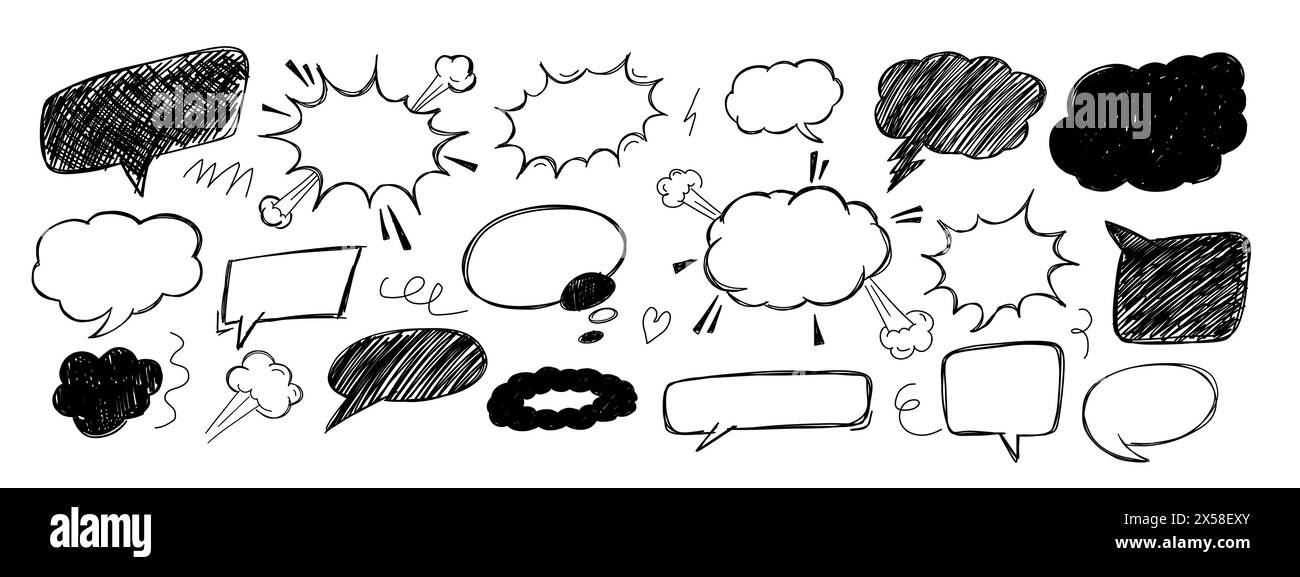 Set of scribble comic speech bubbles. Pen paint element Stock Vector ...
