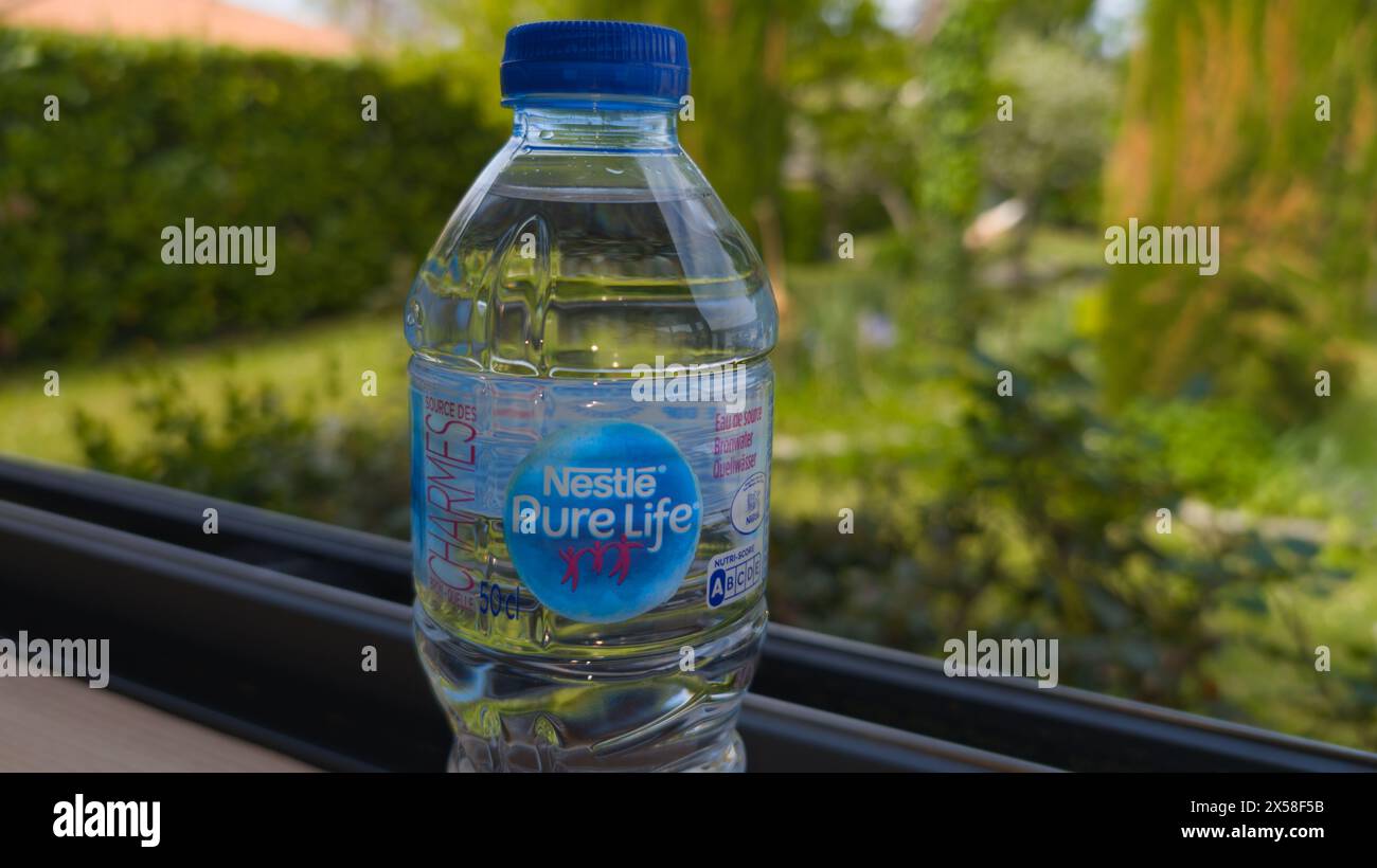Bordeaux , France - 04 24 2024 : Nestle Pure Life water logo brand and ...