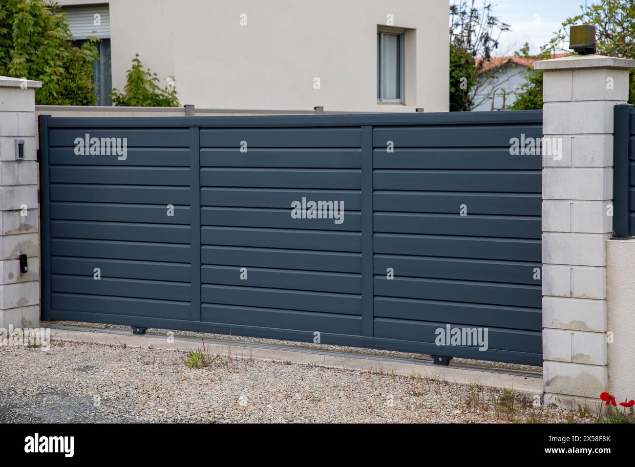 portal classic gray steel slide aluminum grey metal gate sliding door ...