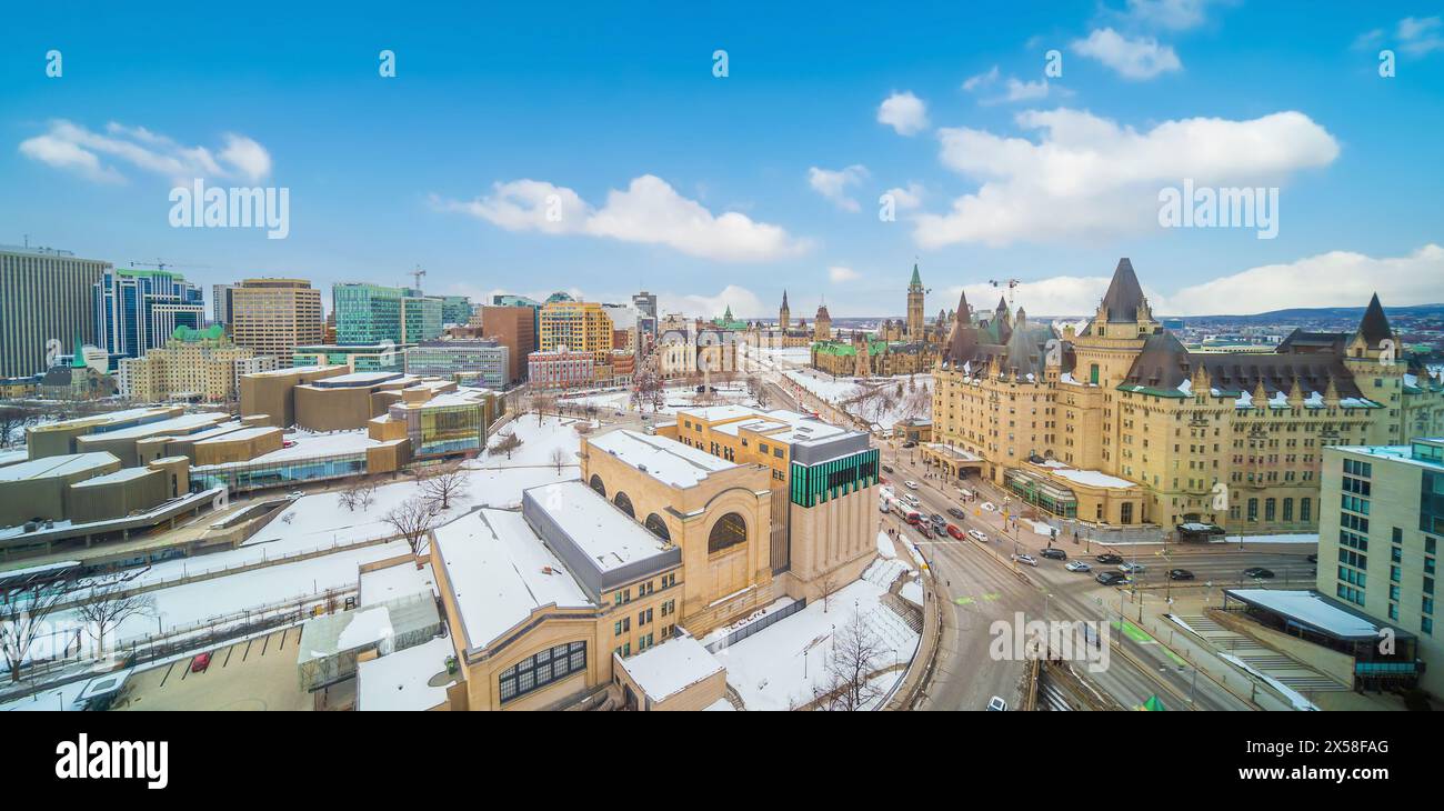 Panorama view of downtown Ottawa city skyline, cityscape of Ontario ...