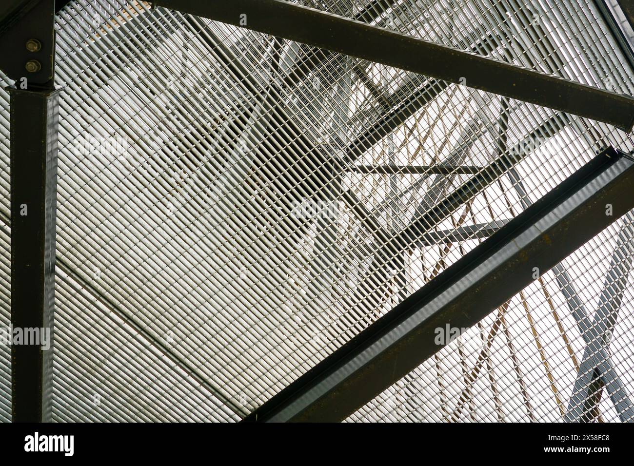 New modern tall metal construction observation tower with transparent ...