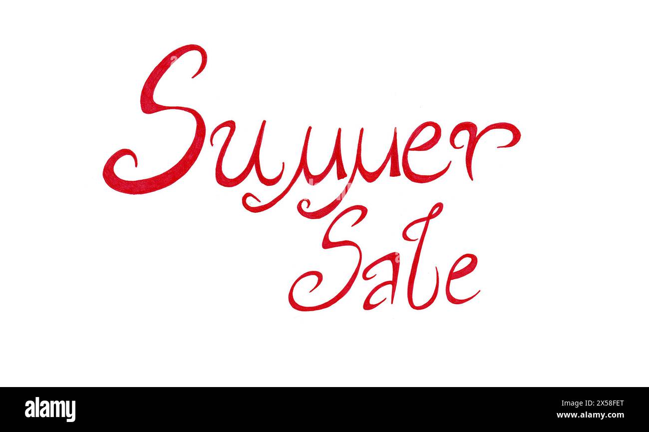Lettering Summer Sale in red. Isolated on white background. Calligraphy ...
