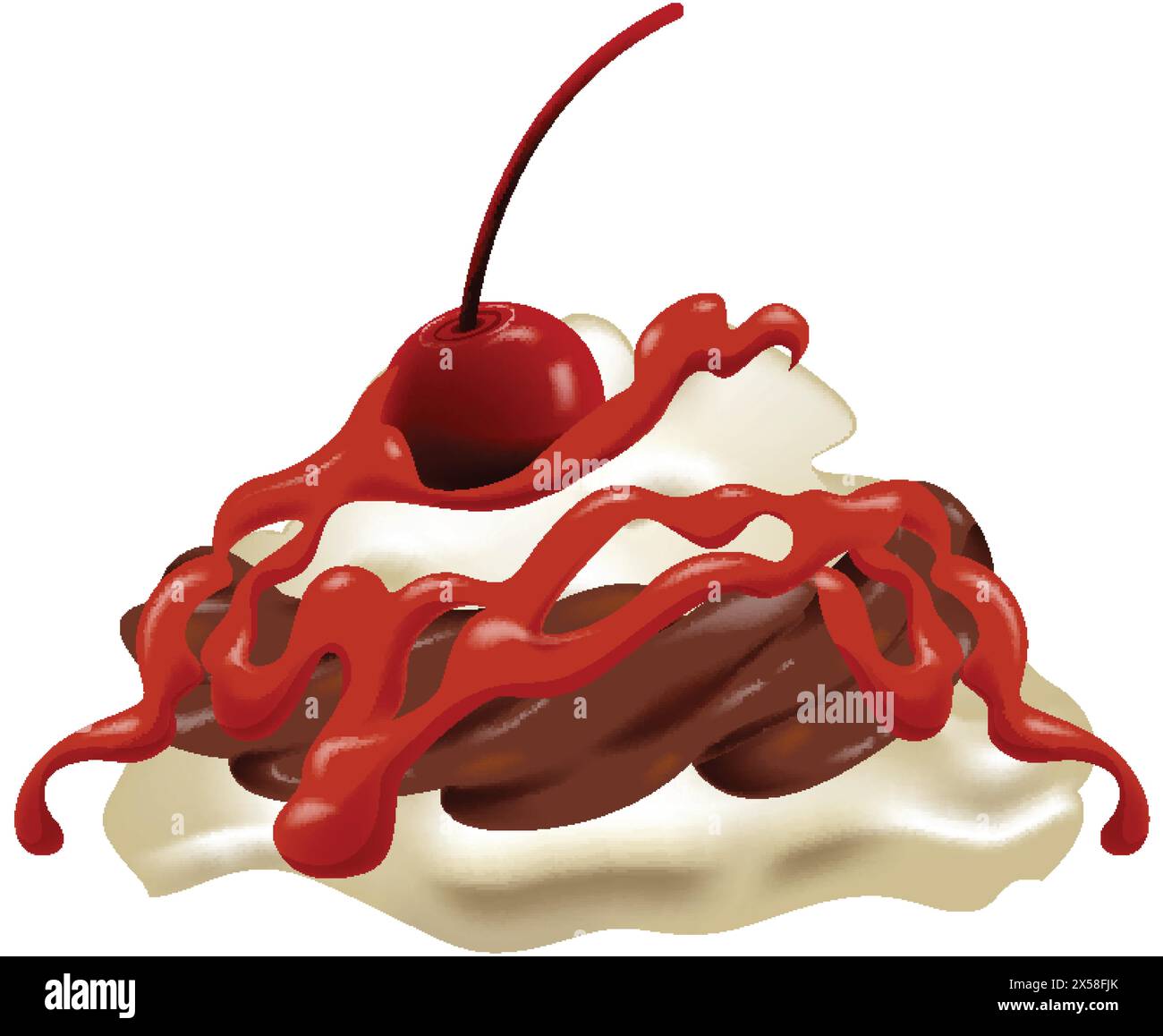 Vector illustration of a cherry-topped chocolate sundae Stock Vector ...
