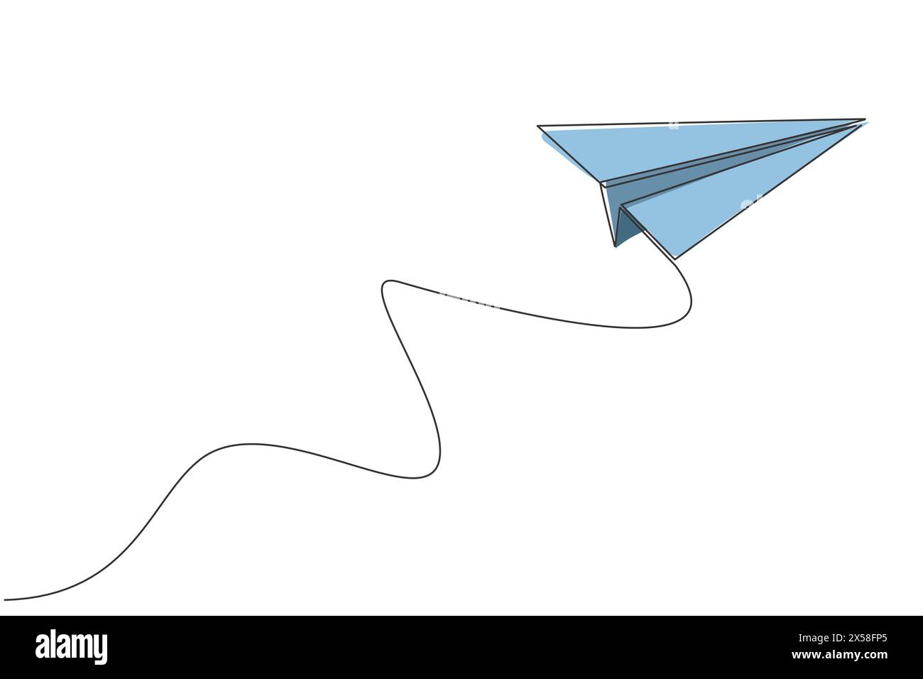 One single line drawing of paper plane flying on the sky graphic vector ...