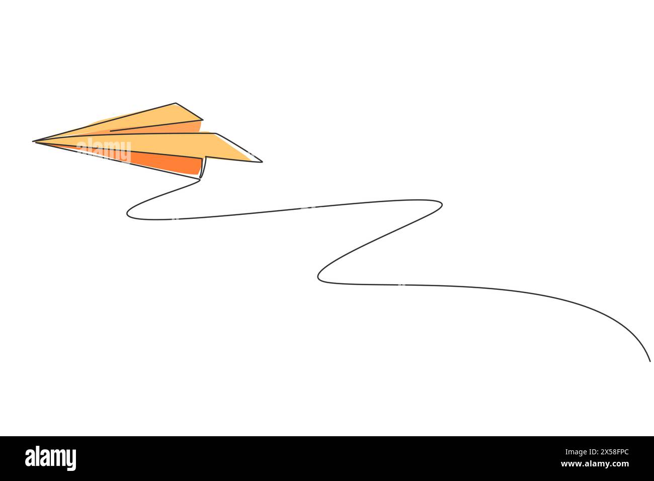 Single continuous line drawing of flying paper plane on sky. Origami ...
