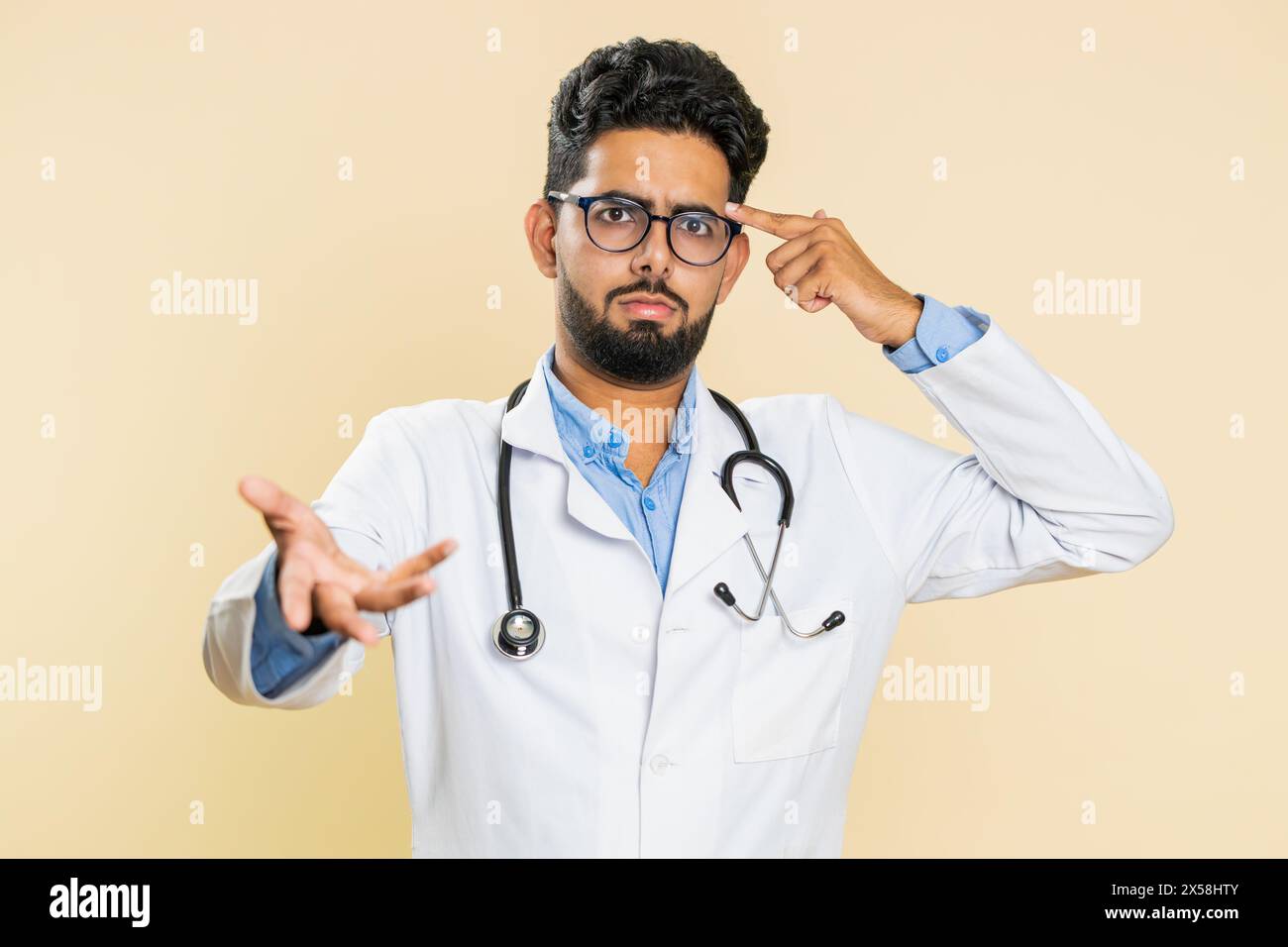 Young frustrated indian doctor stethoscope hi-res stock photography and ...
