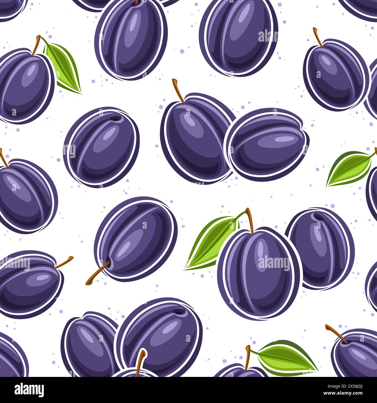 Fruits plums food leaf Stock Vector Images - Alamy