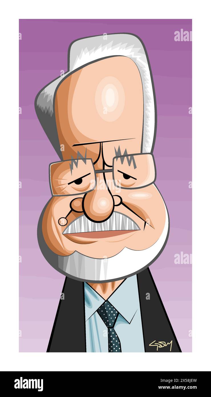 Illustration of the Swiss biophysicist Jacques Dubochet, (born 1942 ...