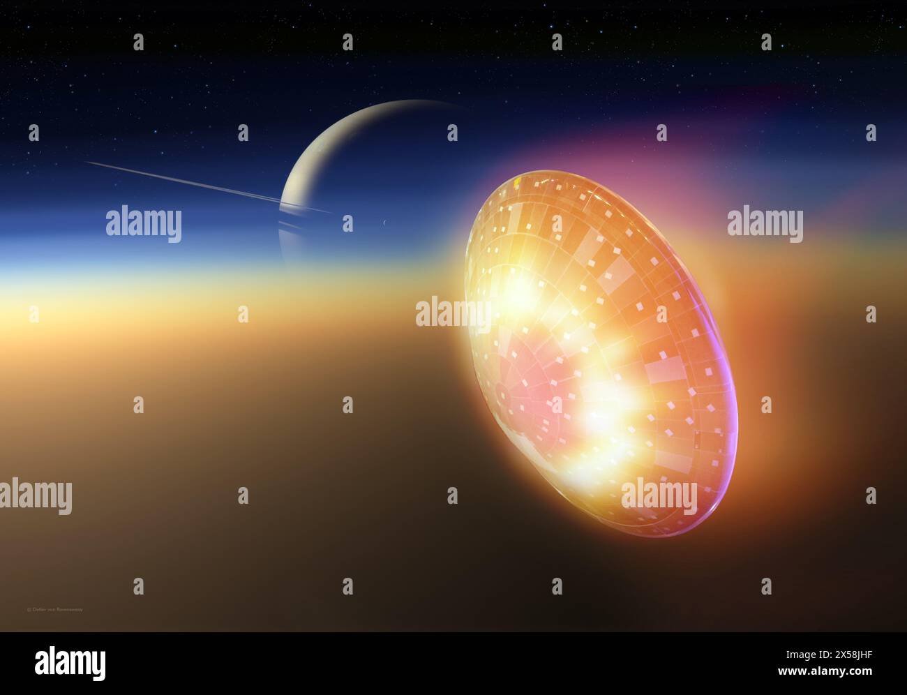Illustration of the ESA's (European Space Agency) Huygens probe ...