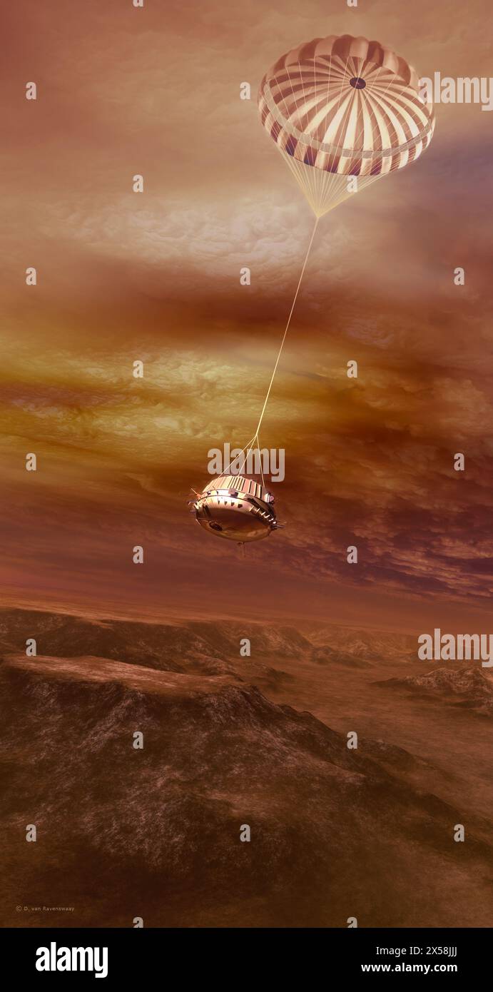 Illustration of the ESA's (European Space Agency) Huygens probe ...
