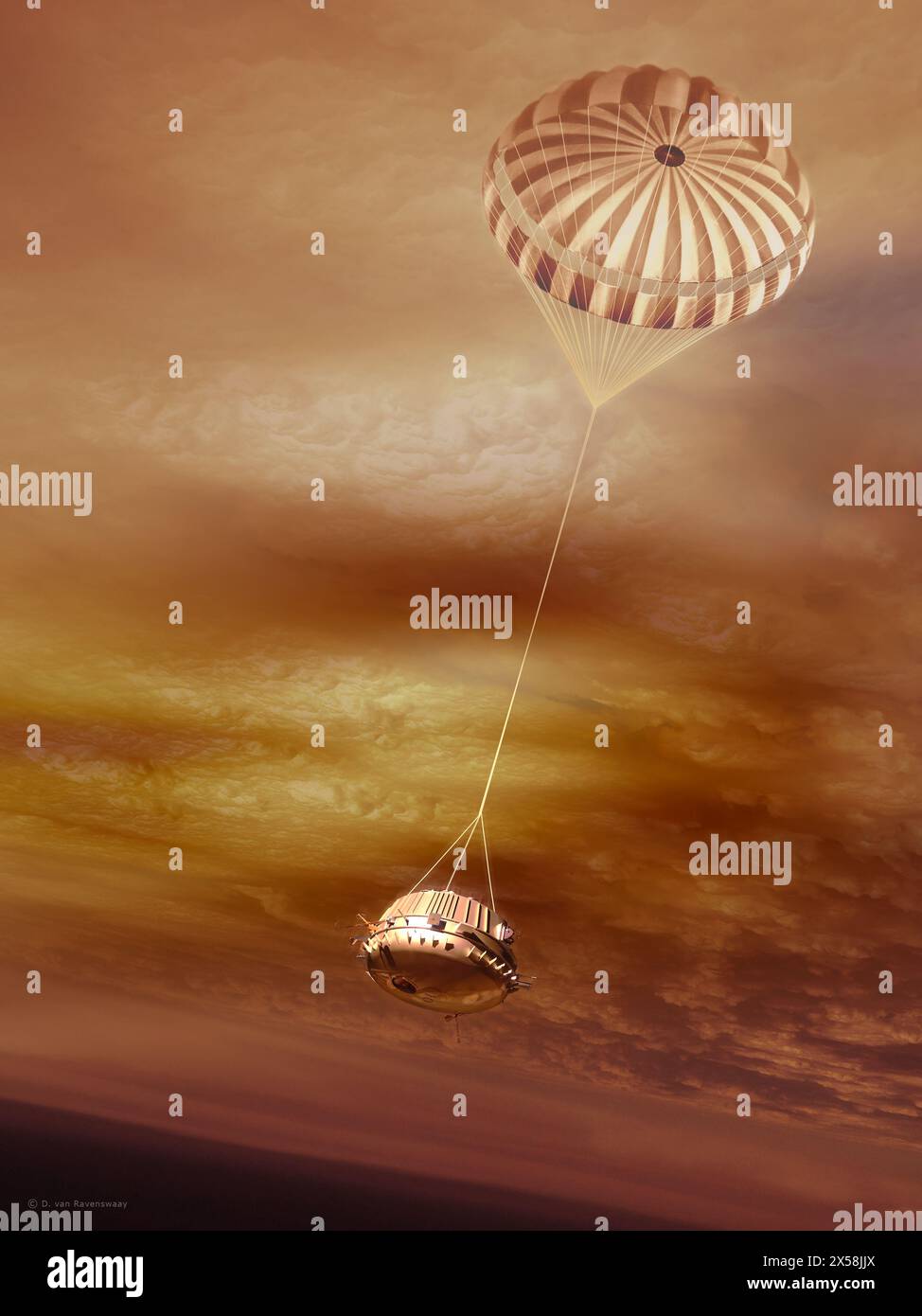 Illustration of the ESA's (European Space Agency) Huygens probe ...